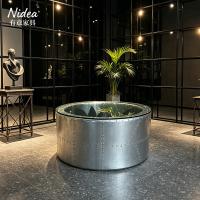 China Aviator Industrial Round Coffee Table Aluminum Riveted Engine Turbine Propeller Glass Top Handmade Durable Home Furniture for sale