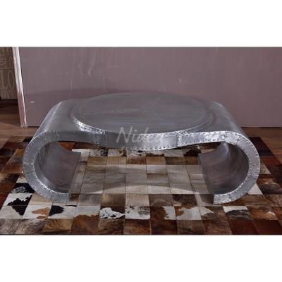 China Nidea Red Wine Cigar Bar Coffee Table Original Industrial Style Flat Table Personalized Aluminum Rivet Metal Watch-Shaped Design for sale