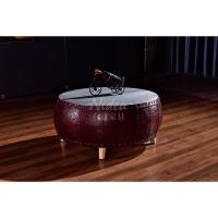 China LOFT Original Drum-Shaped Aluminum Rivet Coffee Table Industrial Style Handmade Durable Living Room Furniture for sale