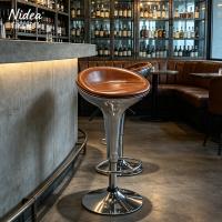 China Industrial Aviator Aluminum Bar Stool Adjustable Swivel Leather Counter Stool with Rivets Vintage Metal High Chair for Bar for sale