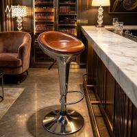 China Industrial Aviator Aluminum Bar Stool Adjustable Swivel Leather Counter Stool with Rivets Vintage Metal High Chair for Bar for sale