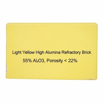 China Light Yellow High Alumina Refractory Brick with 55% Al2O3 and Porosity Below 22% for sale