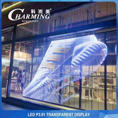 China Charming Outdoor Transparent LED Wall Display Anti Collision 500x1000mm for sale