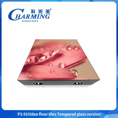China 4K Wedding Dance Floor SMD1921 P3.91 LED 3D Interactive Effect Gob Craft Luminous RGB Full Color Glass Material LED Video Floor Tile for sale