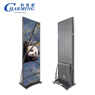 China Hot Selling Advertising Led Poster Screen With Wheels Flooring Standing for sale