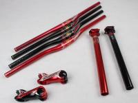 China Ultralight Aluminum Handlebar Stem Seatpost 3 Set 680mm long 31.8mm MTB mountain Bike Seat Post Flat Bar Swallow Handle for sale