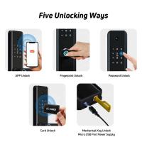 China Smart Fingerprint Wireless Door Lock for Hotel And Card/Digital Door Lock for Hotel with Camera Tuya Wifi or TTLock for sale