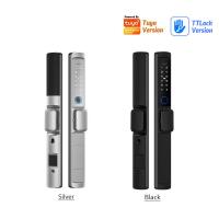 China Slim Biometric Fingerprint Smart Wireless Door Lock with Cute Handle Tuya WIFI or TTLock App IP66 Waterproof Lock for sale