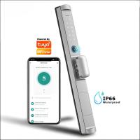 China Slim Biometric Fingerprint Smart Wireless Door Lock with Cute Handle Tuya WIFI or TTLock App IP66 Waterproof Lock for sale