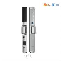 China Slim Biometric Fingerprint Smart Wireless Door Lock with Cute Handle Tuya WIFI or TTLock App IP66 Waterproof Lock for sale
