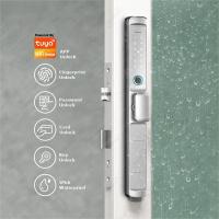 China Slim Biometric Fingerprint Smart Wireless Door Lock with Cute Handle Tuya WIFI or TTLock App IP66 Waterproof Lock for sale