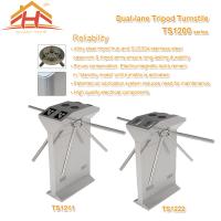 China Dual Lane Drop Arm Tripod Style Access Control Turnstile Fingerprint & RFID Reader for sale