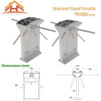 China Dual Lane Drop Arm Tripod Style Access Control Turnstile Fingerprint & RFID Reader for sale