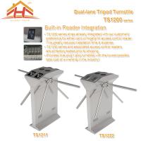 China Dual Lane Drop Arm Tripod Style Access Control Turnstile Fingerprint & RFID Reader for sale
