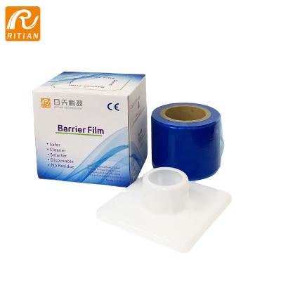 China Disposable Blue Dental Barrier Film Roll 4x6 Inch 1200 Sheets Adhesive LDPE Protective Cover for sale