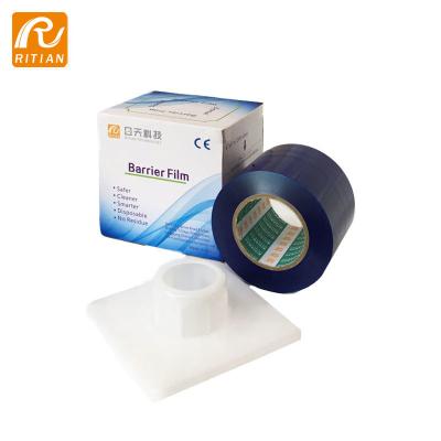 China PE Dental Barrier Film 50um Thickness 100mm x 150mm Perforated 1200 Sheets Self-Adhesive Surface Protection for sale