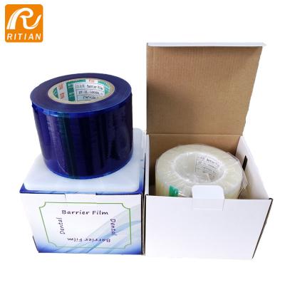 China Non-Sticky Edge Dental Barrier Film 4x6 Inch 1200 Sheets Solvent-Based Acrylic Blue Medical Protective Film for sale