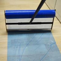 China Self Adhesive PE Floor Protection Film 50 Micron Blue Transparent Anti Dust Waterproof for sale