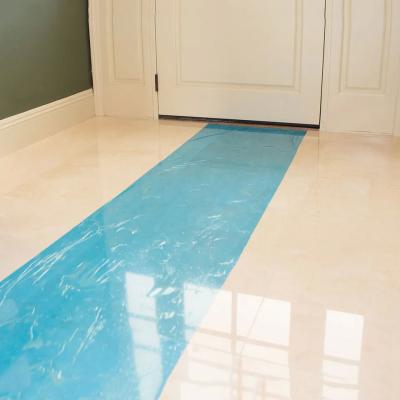 China Self Adhesive PE Floor Protection Film 50 Micron Blue Transparent Anti Dust Waterproof for sale