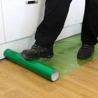 China Wholesale Dustless Self Adhesive Hard Floor Protective Film 50 Micron PE Protection Roll for sale