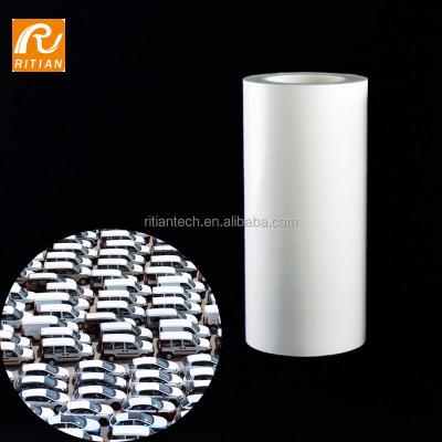 China Glossy White UV Resistant 70 Micron PE Protective Film for Automotive Paint Protection for sale