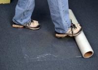 China 70 Micron Clear Carpet Protection Film with 90 Days Clean Removal - 50m/100m Length Options for sale
