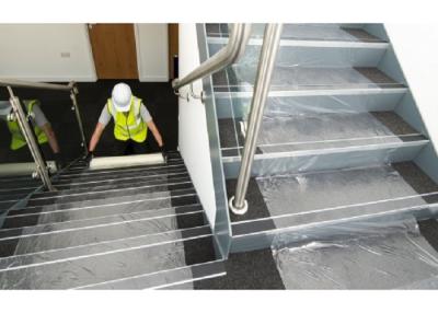 China Clear PE Carpet Protection Film 70-100 Micron Thickness for Stairs and Flooring - 10mm to 1240mm Widths for sale