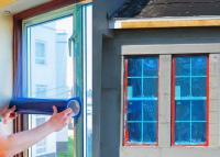 China Blue Temporary Glass Protection Film 200m Length 50 Micron Thickness for Construction Windows for sale