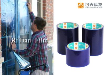 China Blue Anti-UV Window Glass Protection Film 30-150 Micron PE Material 200m Length for Construction for sale