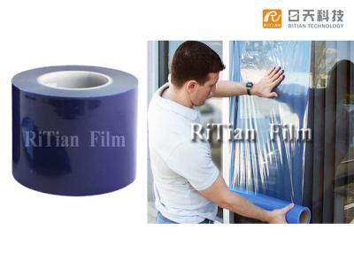 China Blue PE Window Glass Protection Film 200m Length 0.03mm Thickness Customizable for sale