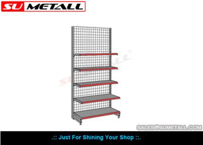 China Supermarket Display Racks With Wire Mesh Back Panel for sale