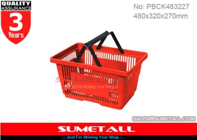China Supermarket Plastic Shopping Basket With Handles for sale