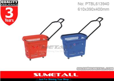 China Plastic Shopping Basket With Wheels And Handle for sale