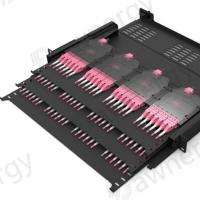 China 1U MPO Patch Panel 144C High Density Fiber Optic System with ABS Cassettes for Data Center Cabling for sale