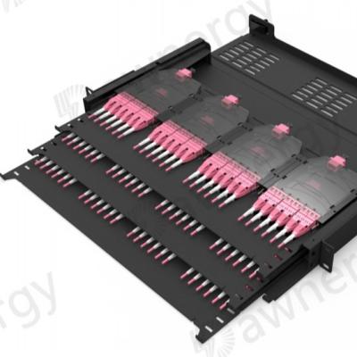 China 1U MPO Patch Panel 144C High Density Fiber Optic System with ABS Cassettes for Data Center Cabling for sale