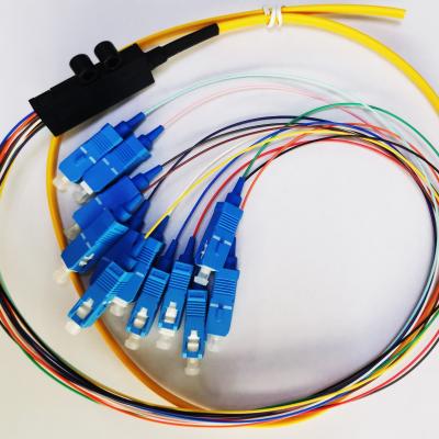 China 2-12 Core Ribbon Fiber Optic Pigtail SC/FC/LC/ST E2000 Low Insertion Loss 0.3dB High Return Loss 50dB for sale