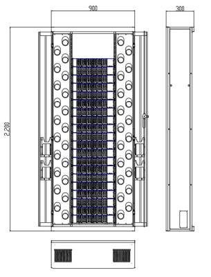 China DA-ODF 960F Fiber Optic Distribution Frame - 960 Core Capacity, 2200×900×300mm Dimensions for sale
