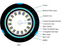 China Outdoor Fiber Optic Cable Slotted Ribbon GYDGA53 300-600 Core G.652D for sale