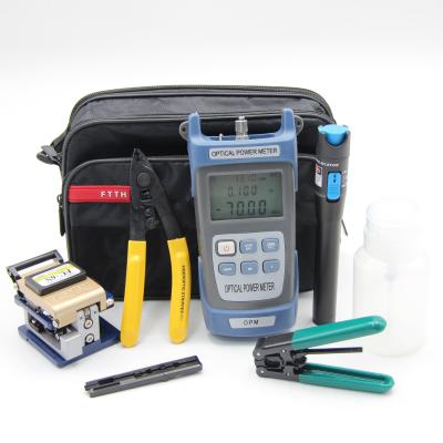 China FTTH Fiber Optic Tools Kit with Optical Power Meter -70 to 10dBm, 1mW Visual Fault Locator, and FC-6S Cleaver for sale