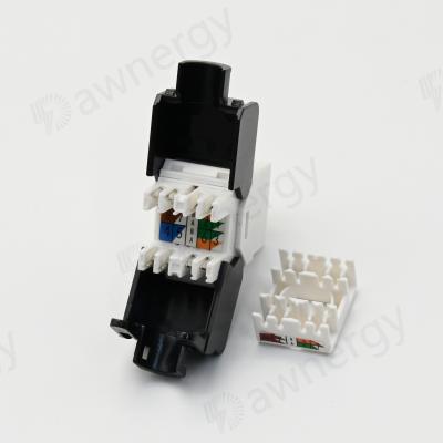 China Cat6a Shielded Keystone Jack RJ45 UTP STP Modular Connector 180 Degree 22-24AWG for sale