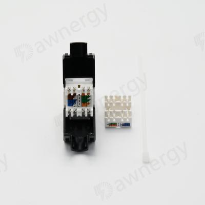 China RJ45 UTP Cat6A Keystone Jack 8P8C 180 Degree Ethernet Network Modular Jack Black White for sale