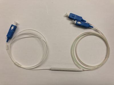 China 1x2 Mini Type SC/UPC Fiber PLC Splitter - 3.6dB Insertion Loss, 60x7x4mm Compact Design for FTTH Networks for sale