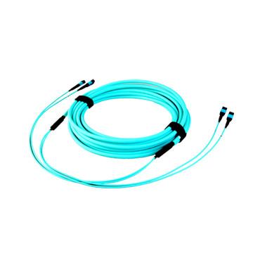 China 24 Fibers OM3 MPO/MTP Patch Cord for 40G/100G Data Centers with 0.2dB Insertion Loss and -40°C to +85°C Operating Range for sale