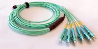China MPO Trunk Harness OM3 LC Fan Out Fiber Optic Patch Cord 12 Channels 40G for sale