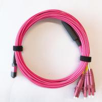 China MPO OM4 LC Fan Out Trunk Harness Fiber Optic Patch Cord - 12/24 Channel, 40G/100G Support, -40°C to +85°C Operating Range for sale