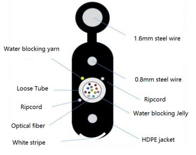 China DA-GYXTC8Y-12-SM-PE-B-2KM FTTH Optical Fiber Cable 12 Fibers G652D 2000m Length for sale