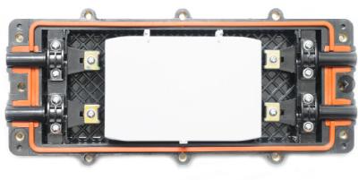China 48 Core In-line Type Fiber Optic Splice Closure with 4 Ports and 340x150x70mm Dimensions for sale