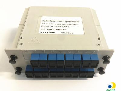 China 1x16 Plug-in Type SC/UPC Fiber Optical PLC Splitter - 1260-1650nm Wavelength, 13.1dB Insertion Loss for sale