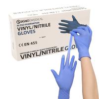 China Anti Puncture Disposable Vinyl Gloves Medium Size PVC Vinyl Nitrile Blend Gloves for sale