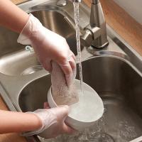 China Transparent Disposable Vinyl Gloves Labor Protection Anti Acid PVC Elastic Gloves for sale
